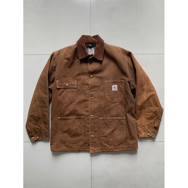 Vintage 90s Carhartt Blanket Lined Chore Jacket ไม่มีขาดรูผ้ายังแข็งๆ Made in USA แขนหลังซ้ายเฟด ...