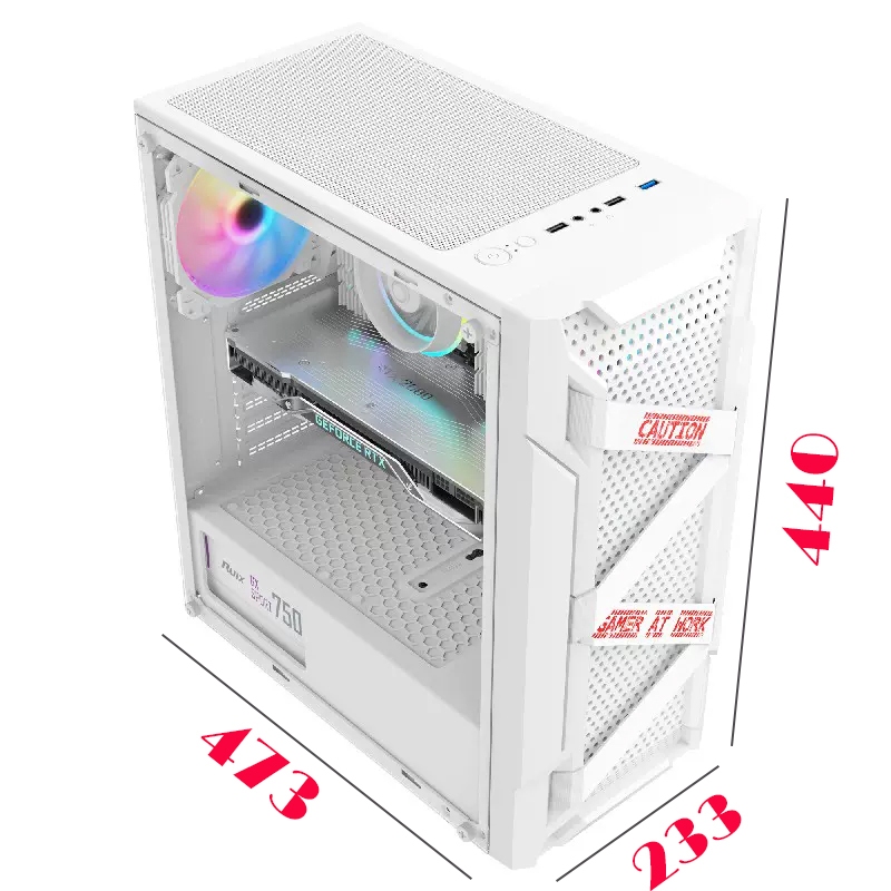 Mingsu Titan เคสคอมพิวเตอร์เดสก์ท็อปเกมด้านข้างโปร่งใส 240 พัดลมระบาย ...