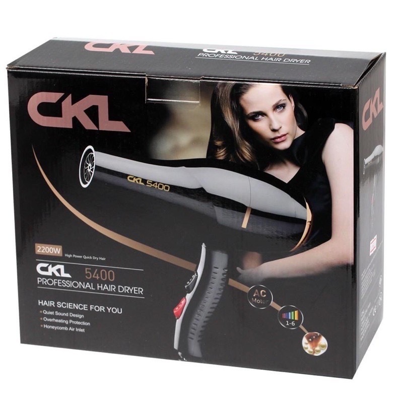 CKL ไดร์เป่าผม รุ่น 5400 CKL 5400 HAIR DRYER ไดร์เป่าผม พลัง2200วัตต์ (ปรับความร้อน&แรงลมได้ ...