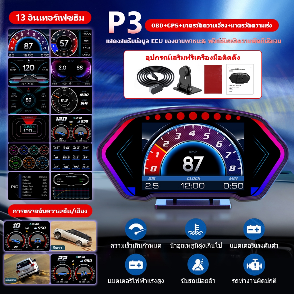 สมาร์ทเกจ P3 OBD2+GPS+G+slope Smart Gauge Digital Meter/Display ของแท้ ...