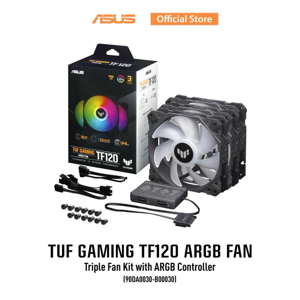 ASUS TUF Gaming TF120 ARGB Fan, Triple Fan Kit with ARGB Controller ชุด ...