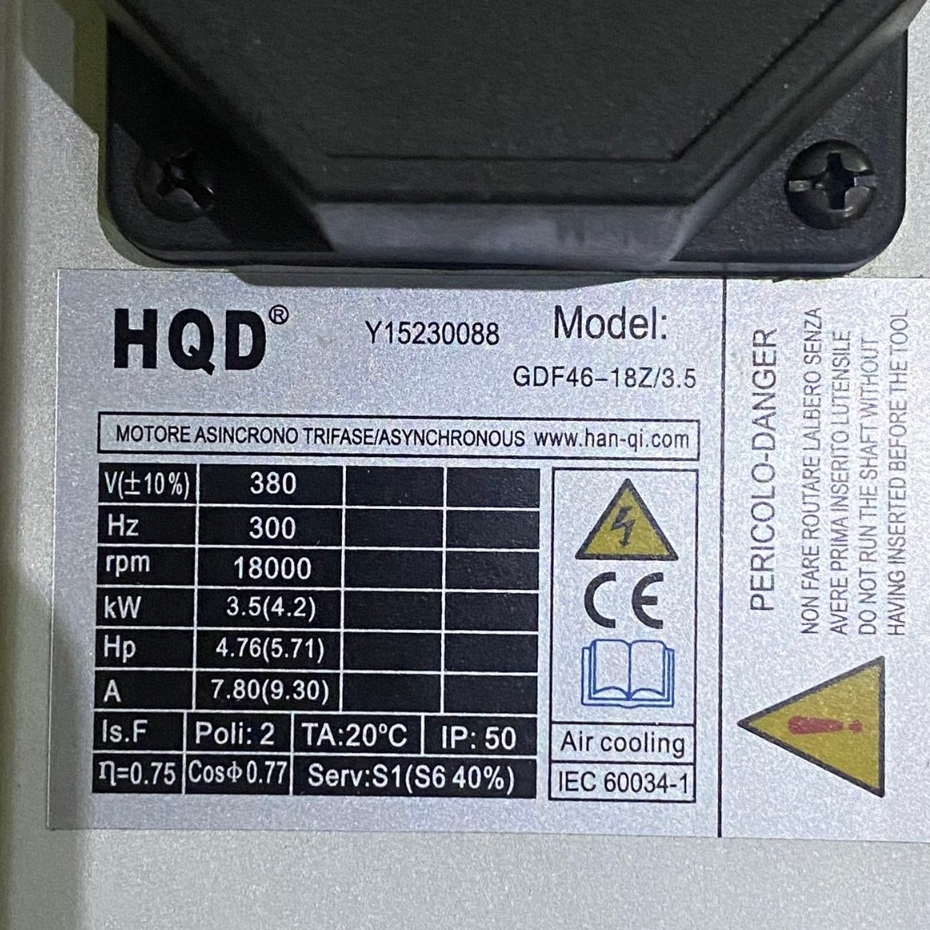 CNC Spindle Motor(Air Cooling) HQD 3.5kw ER25 18000rpm / 220v/380v /CNC ...