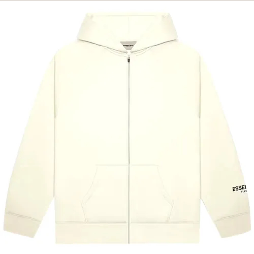 ESSENTIALS BACK LOGO FULL ZIP HOODIE (CREAM) | Shopee Thailand