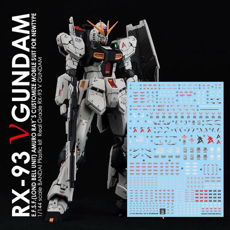 ⬛️🟨ดีคอลน้ำ GHOST RG DECAL RX-93 V NU GUNDAM เรืองแสงแบล็คไลท์ | Shopee ...
