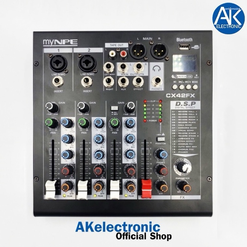 MIXER มิกเซอร์ myNPE CX42FX คาราโอเกะ บลูทูธ เอฟเฟค mix เครื่องเสียง BT EFFECT USB MYNPE ...