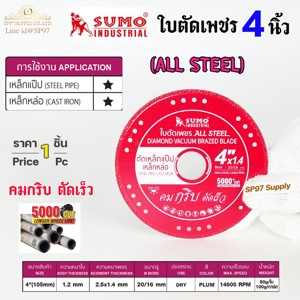 SUMO รวม ใบตัดเพชร 4 นิ้ว Diamond Vacuum สำหรับการใช้งานหลากหลาย ตัด ...