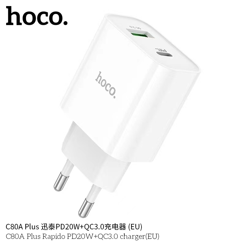 ใหม่ล่าสุด!! Hoco C80A Plus หัวชาร์จเร็ว PD ชุดชาร์จเร็ว Type-C USB PD Quick Charge Fast Charger ...