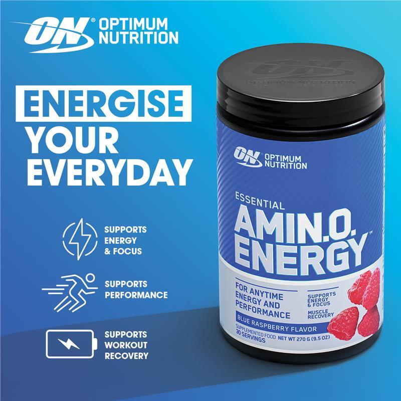 Optimum Nutrition Amino Energy Blue Raspberry 30 Serve 270g | Shopee ...
