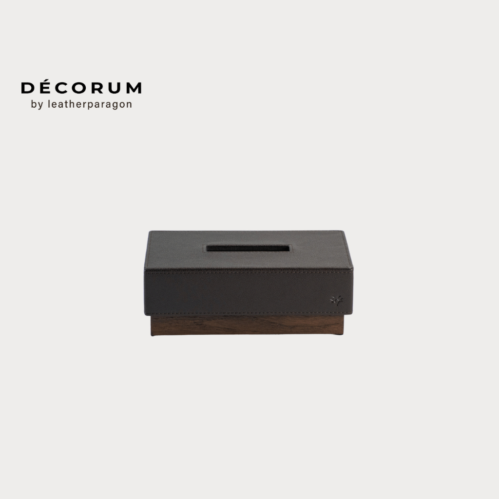 Decorum - Tissue Box with Wood-based - กล่องหนังใส่ทิชชู่ฐานไม้ ตกแต่ง ...