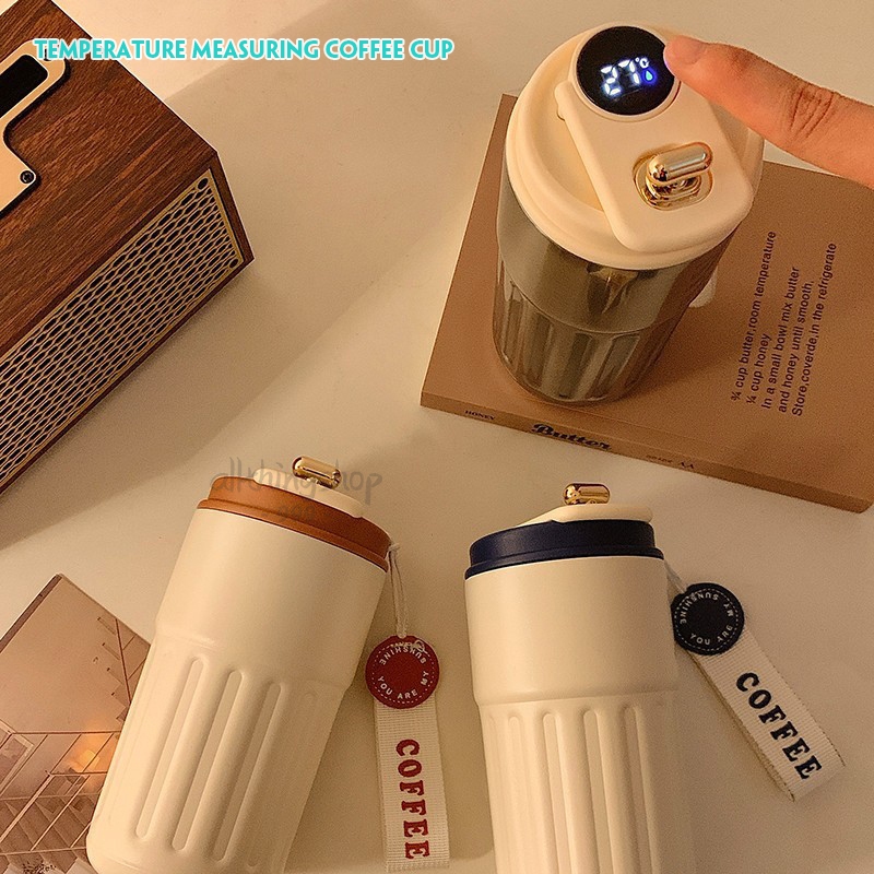 แก้วอัจฉริยะ แสดงอุณหภูมิ LED สวยงาม แก้วกาแฟ สเตนเลส 316 450ml คุณภาพสูง เก็บความร้อน-เย็น ฉนวน ...