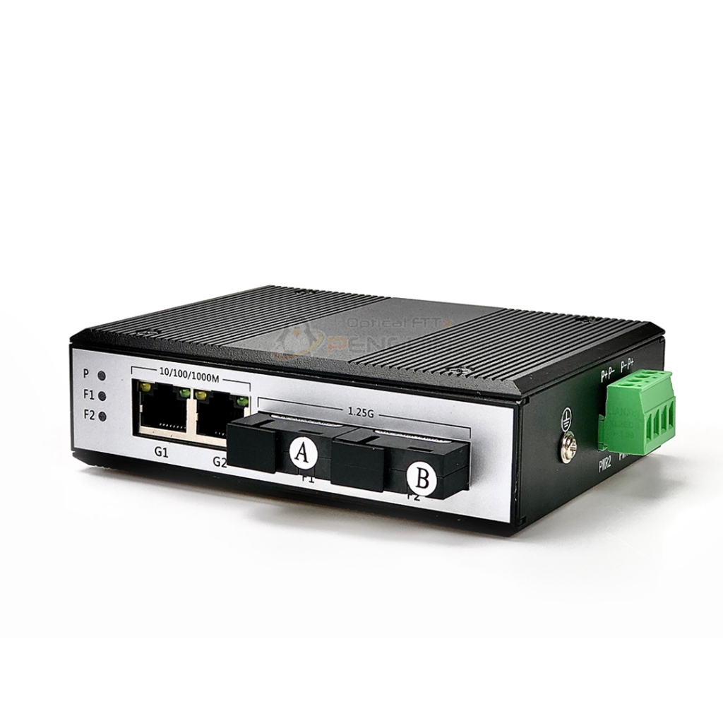 Gigabit Industrial Fiber Optic Tranceiver 2 LAN + 2 SC Fiber 20 KM ...