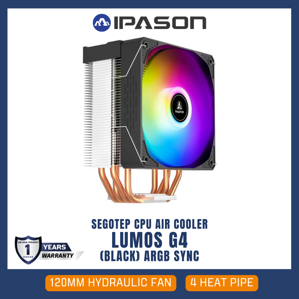 SEGOTEP CPU AIR COOLER ระบบระบายความร้อนด้วยอากาศ LUMOS G4 (BLACK) ARGB ...