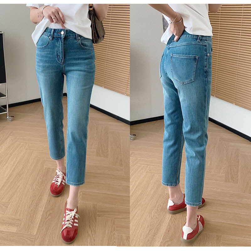 GHAOHES 🍒 กางเกงยีนขากระบอก ตรง 🍒 S - 5XL, ขนาดใหญ่ วินเทจลม ลมเกาหลี กางเกงยีนส์ยืด | Shopee ...