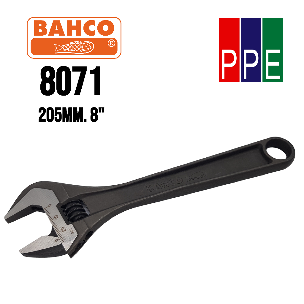 8071 [Bahco] ประแจเลื่อนขนาด 8" Jaw 27mm. Adjustable wrench 8" (MADE IN ...