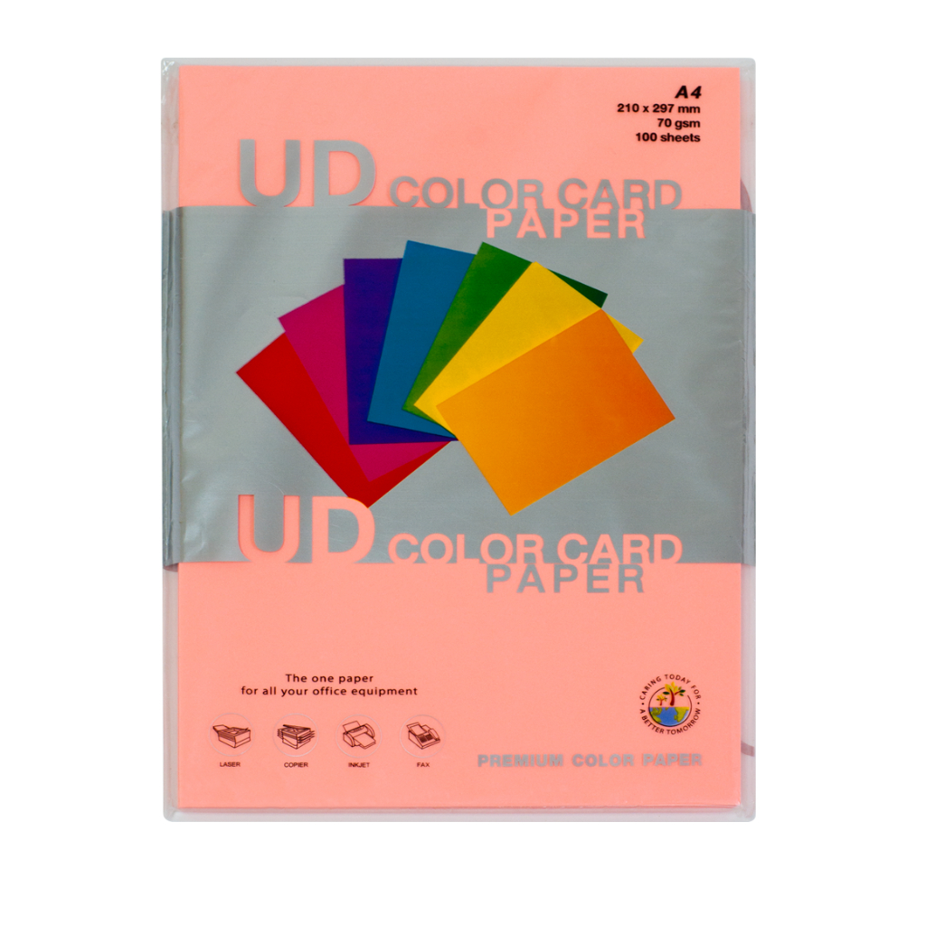 UD Color Card Paper Fluo กระดาษสี 2 หน้า 70แกรม A4 100 แผ่น สีนีออน ...