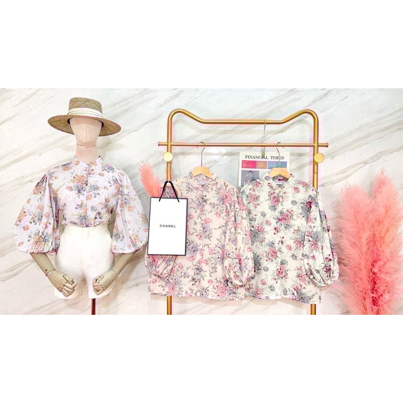 เสื้อKM06 แขนบอลลูน ลายดอกไม้ | Shopee Thailand