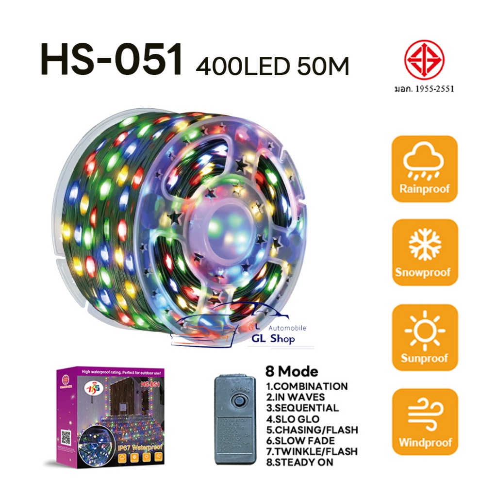 ไฟตกแต่งแบบหิ่งห้อย ไฟปีใหม่ ไฟคริสมาสต์ ตกแต่งบ้าน ใช้ในสวน ไฟกระพริบสายเขียว กันน้ํา กระพริบ ...