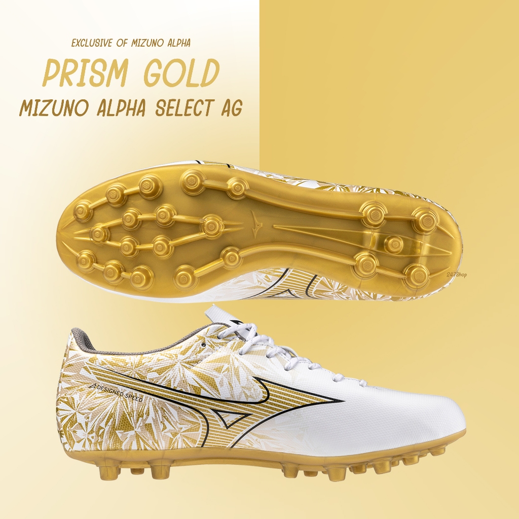 รองเท้าสตั๊ด ปุ่ม AG MIZUNO รุ่น ALPHA Α SELECT AG "PRISM GOLD ...