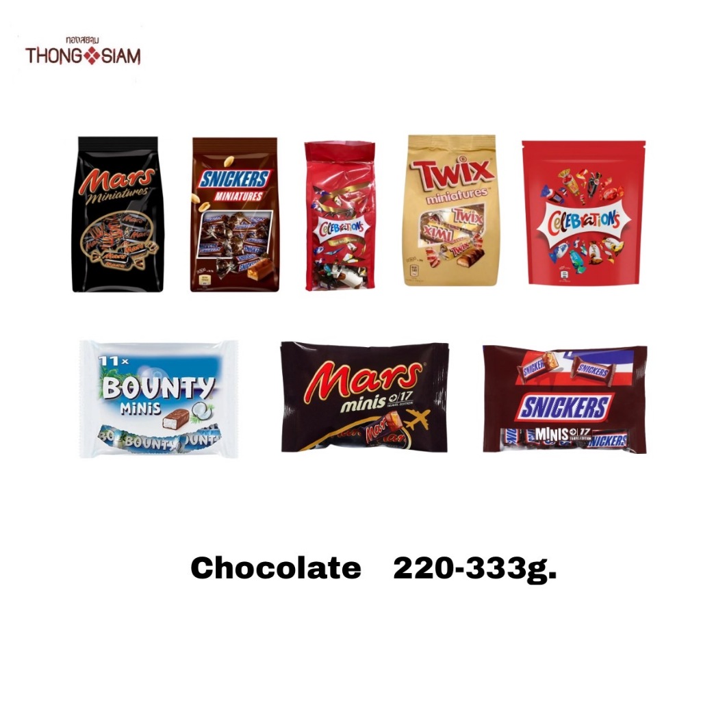 Mars Twix Snickers Bounty Miniatures มินิช็อกโกแลต มาร์ส ทวิกส์ สนิกเก ...