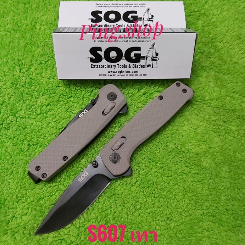 มีด มีดพับ มีดพก มีดพับสะบัด SOG รุ่น S607 เทา ใบดำด้ามเทา | Shopee Thailand