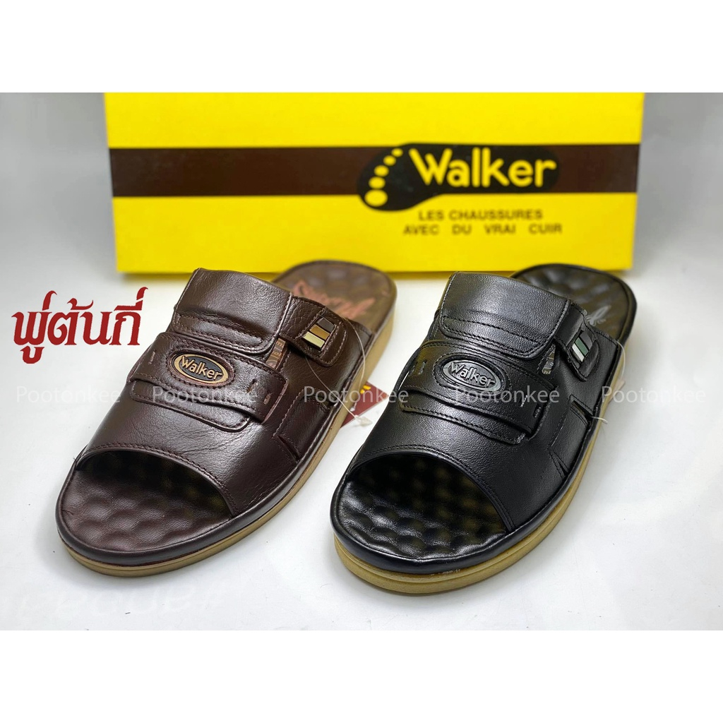 WALKER รุ่น M2157 รองเท้าแตะวอคเกอร์ รองเท้าหนังแท้ สีดำ สีน้ำตาล ของ ...
