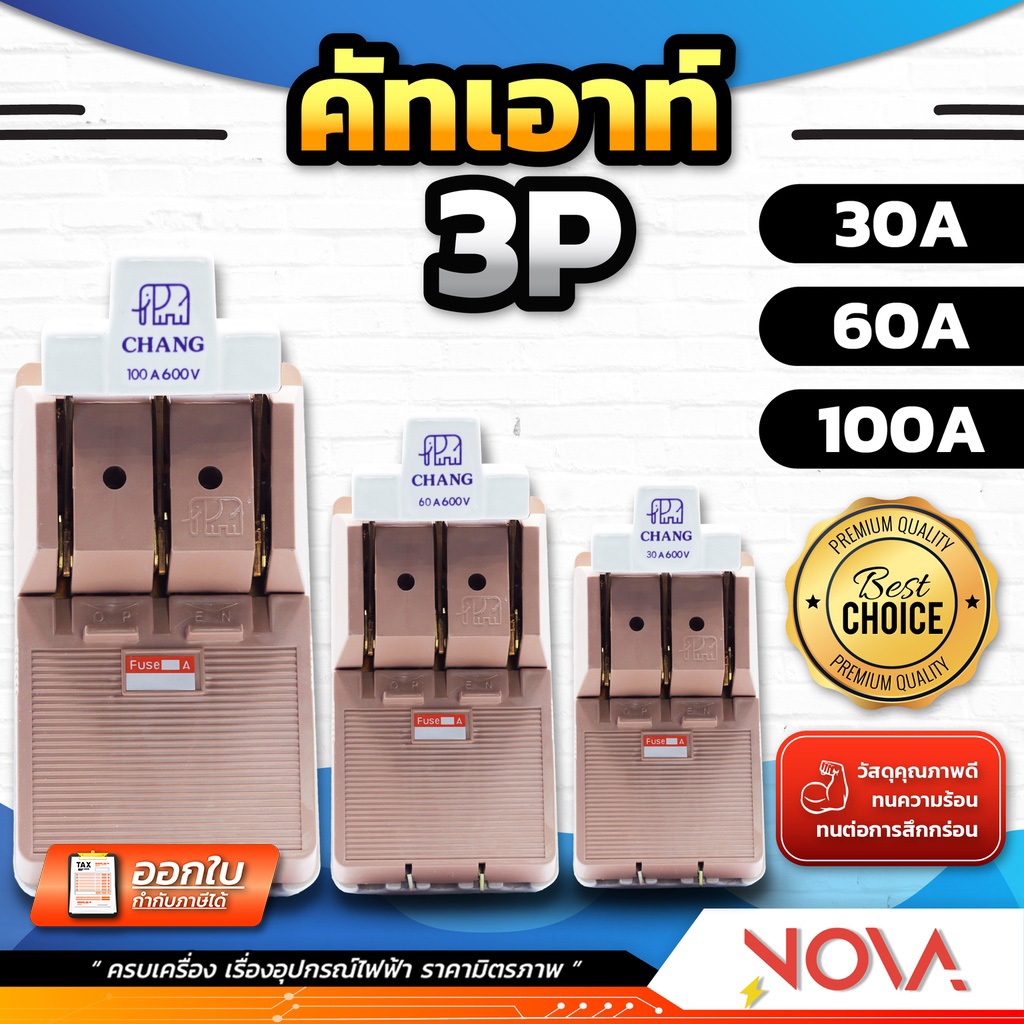 คัทเอาท์ช้าง 3P/ 30A , 60A , 100A / สะพานไฟ คัทเอาท์3สาย ช้าง พร้อมฟิวส์ CHANG | Shopee Thailand