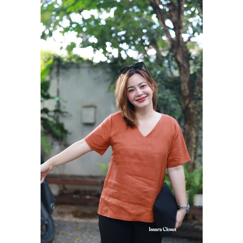 Tee Wee Linen #สีชาไทยเข้ม | Shopee Thailand