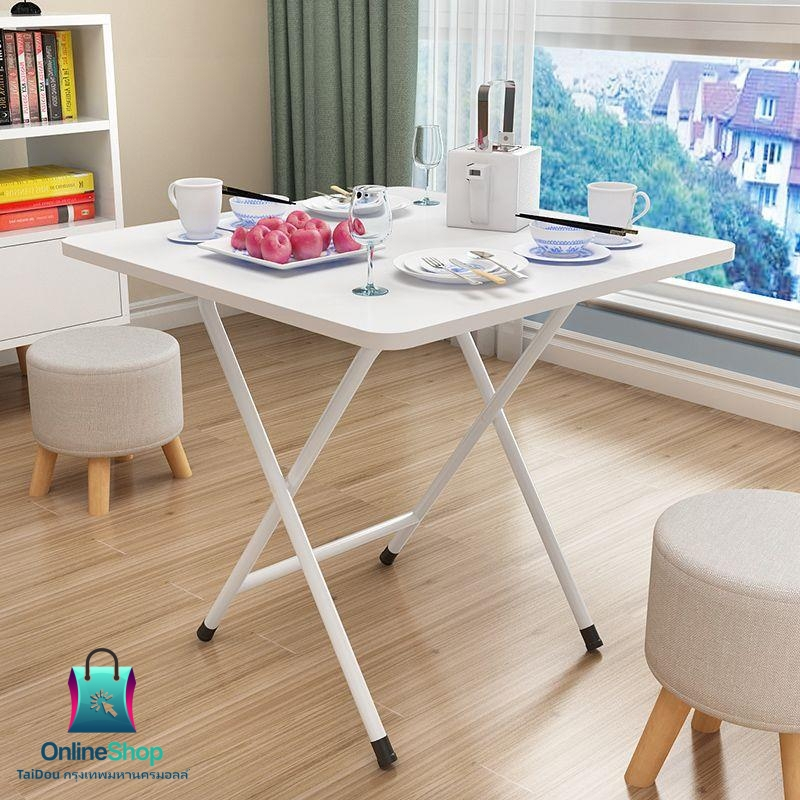 【TD Mart】โต๊ะทำงาน โต๊ะรับประทานอาหารกลางแจ้งแบบพับได้ขนาด 60*60*72 ซม. ...