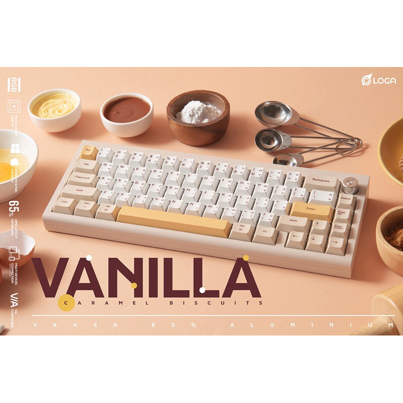 LOGA YAKSA 65AL : Vanilla caramel biscuits wireless mechanical keyboard ...