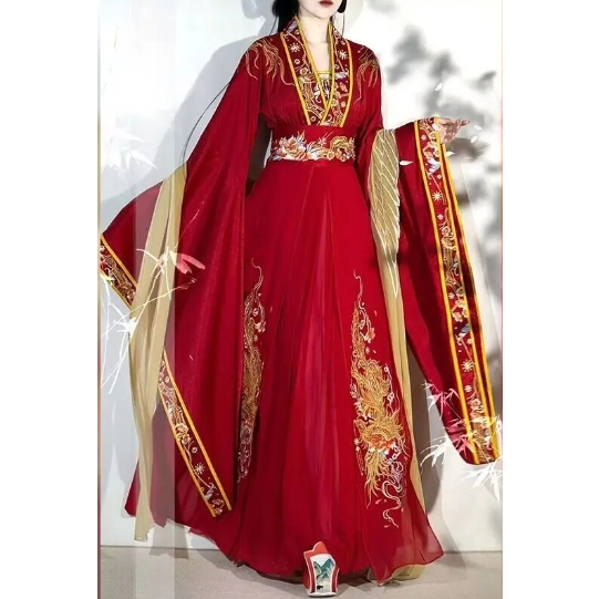 Jinghua Original Hanfu ผู้หญิงเย็บปักถักร้อย Superfairy ดอกไม้แต่งงาน ...