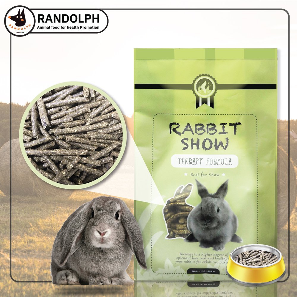 Randolph rabbit show 454g อาหารเม็ดสำหรับขนและผิวหนังให้เงางาม เป็นสูตรที่มีระดับของโปรตีนสูงใน ...