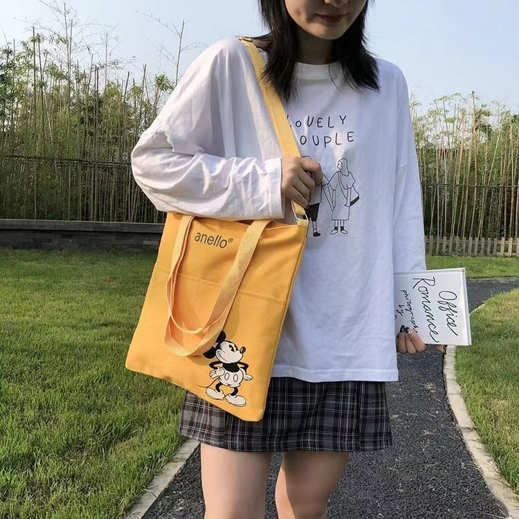 กระเป๋าผ้าแคนวาสมีซิปด้วยใส่ของได้เยอะนะผ้าแข็งแรง | Shopee Thailand