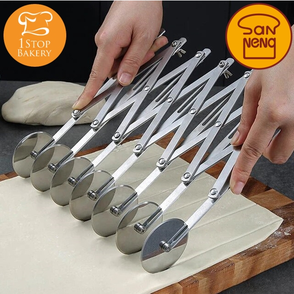 San neng SN4224 S/S Expandable Dough Cutter-7 Wheels / อุปกรณ์ตัดโดว์ ...