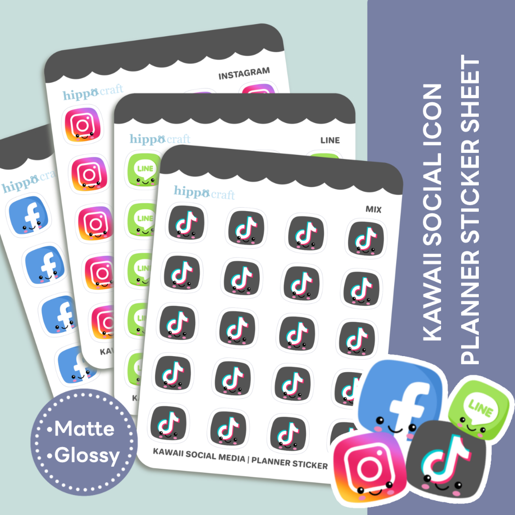 Social media icons | Planner sticker sheet สติ๊กเกอร์ไดคัท พร้อมใช้งาน ...