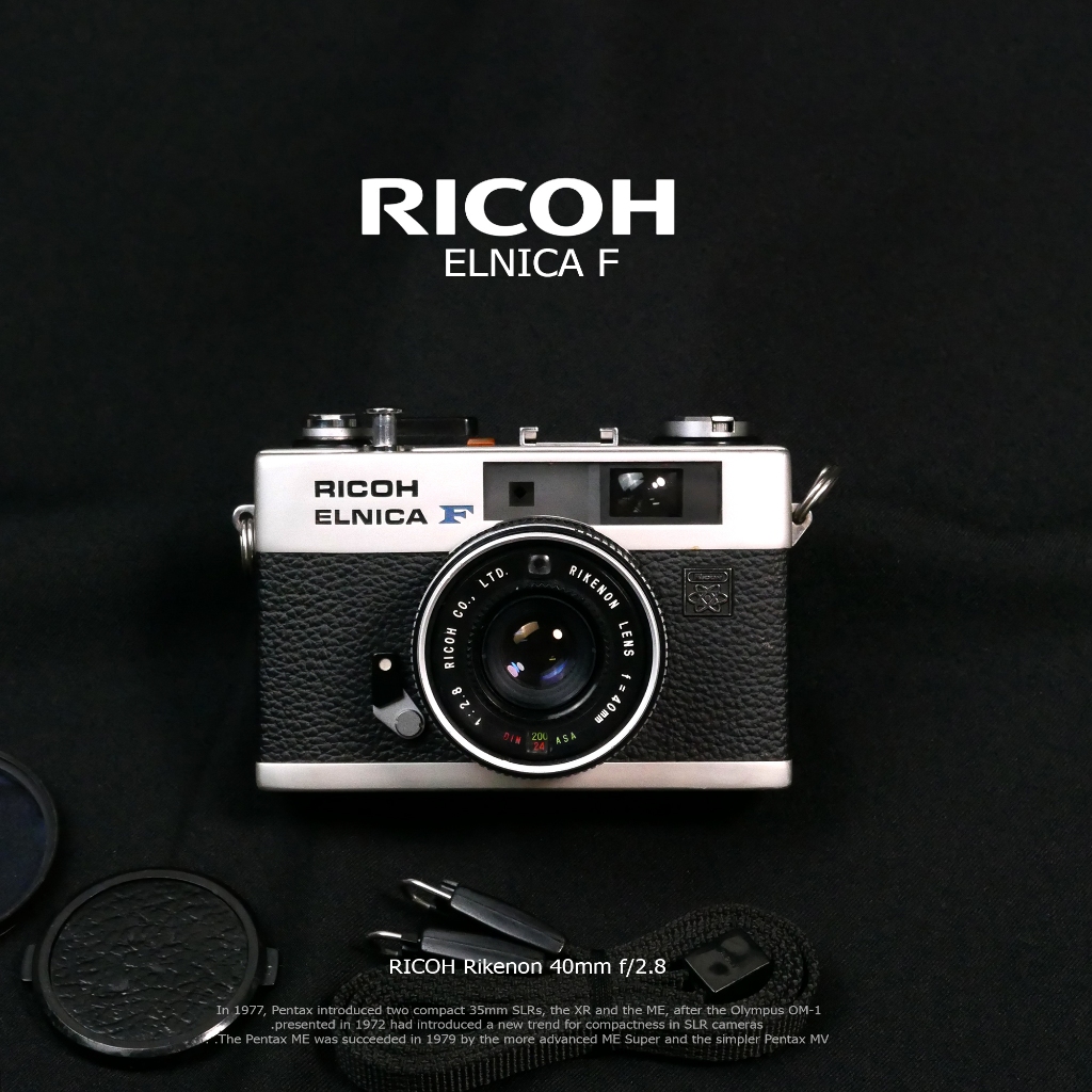 กล้องฟิล์ม Ricoh Elnica F Lens Rikenon 40mm f2.8 ทำงานเต็มระบบ | Shopee Thailand