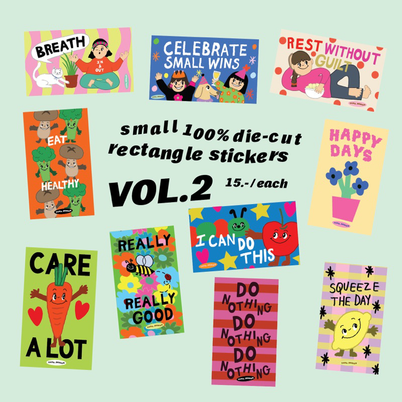 [VOL.2] tana.design : small 100% die-cut retangle stickers | Shopee Thailand