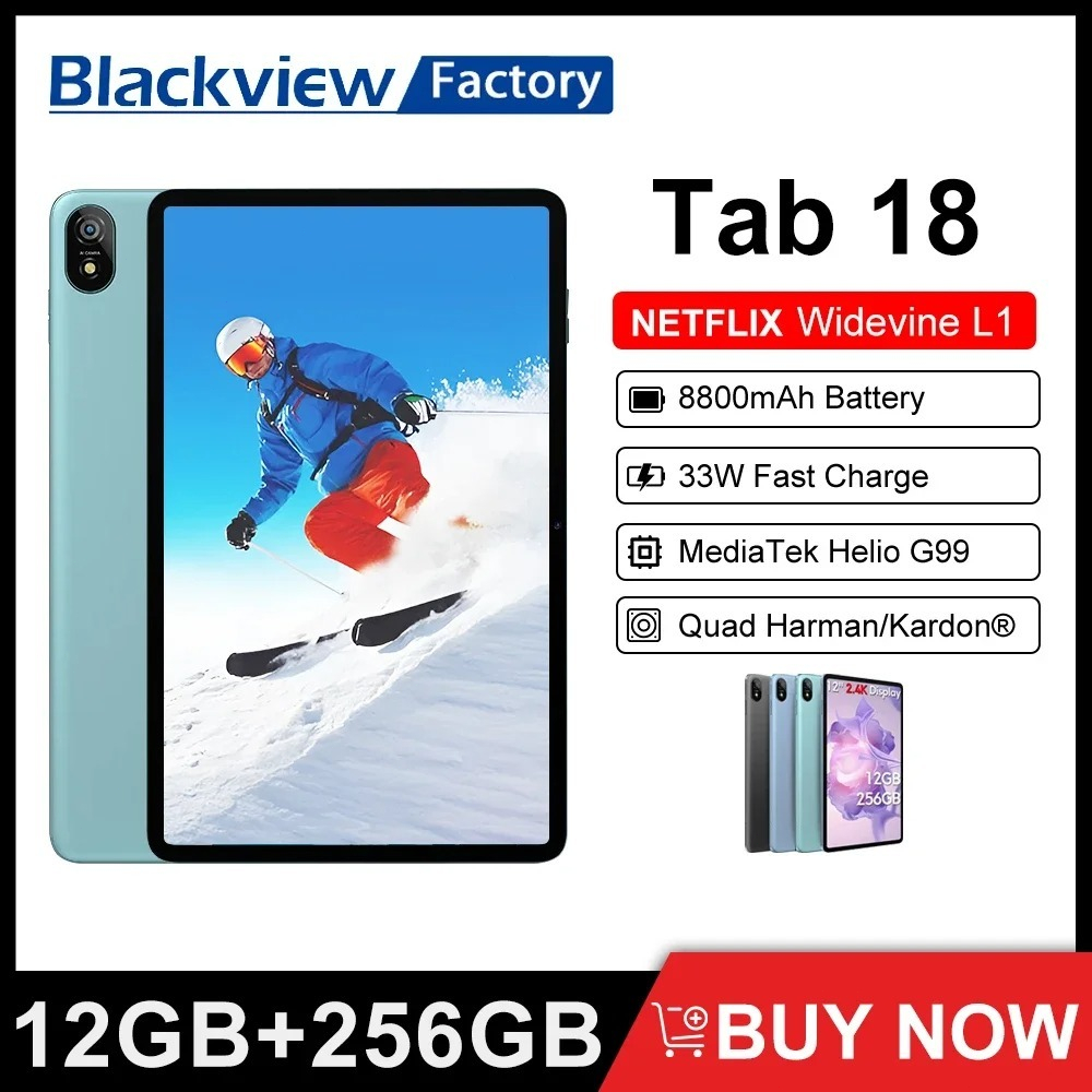 Blackview Tab 18 Tablet 8800mAh Battery 8GB 256GB 12 inch 16MP 2.4K ...