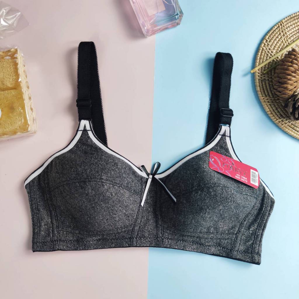 เสื้อชั้นในผู้หญิงไร้โครง (W013) (คัพบี) เสื้อในคนแก่ ไม่มีฟองน้ำ ไม่กดทับ สีพื้น ๆ เรียบ ๆ แบบ ...