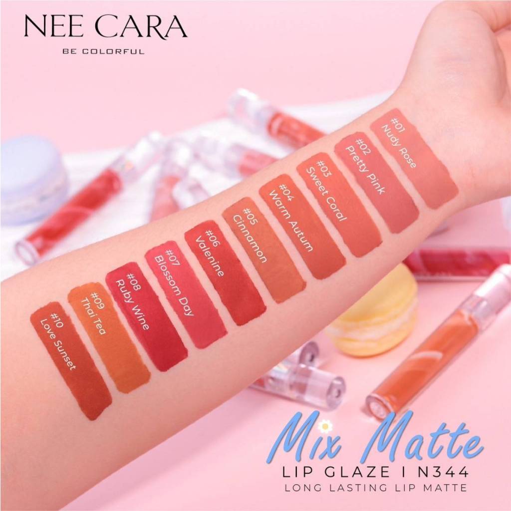 N344 NEE CARA MIX MATTE LIP GLAZE นีคาร่า ลิปสติก เนื้อแมทท์ สีชัด ติด ...