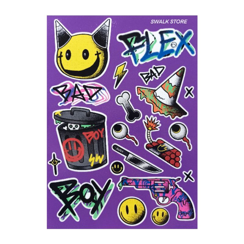 สติ๊กเกอร์เท่ๆห์ Flex sticker(by swalk.th) ขนาดA5 | Shopee Thailand