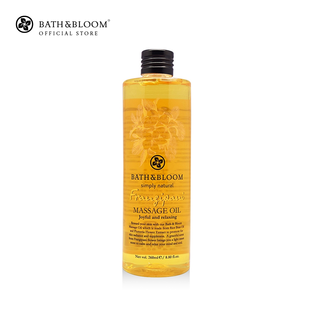 BATH & BLOOM Frangipani Massage Oil 260ml บาธ แอนด์ บลูม น้ำมันนวดอโรมา กลิ่นดอกลีลาวดี 260 มล. ...
