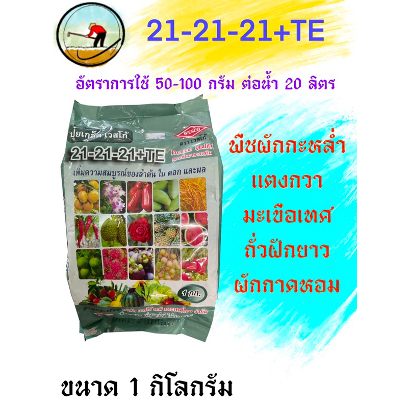 ปุ๋ยทางใบ ปุ๋ยเกล็ด 21-21-21+TE สูตรบำรุงต้น ใบ ดอก ผล ขนาด 1 กิโลกรัม ...