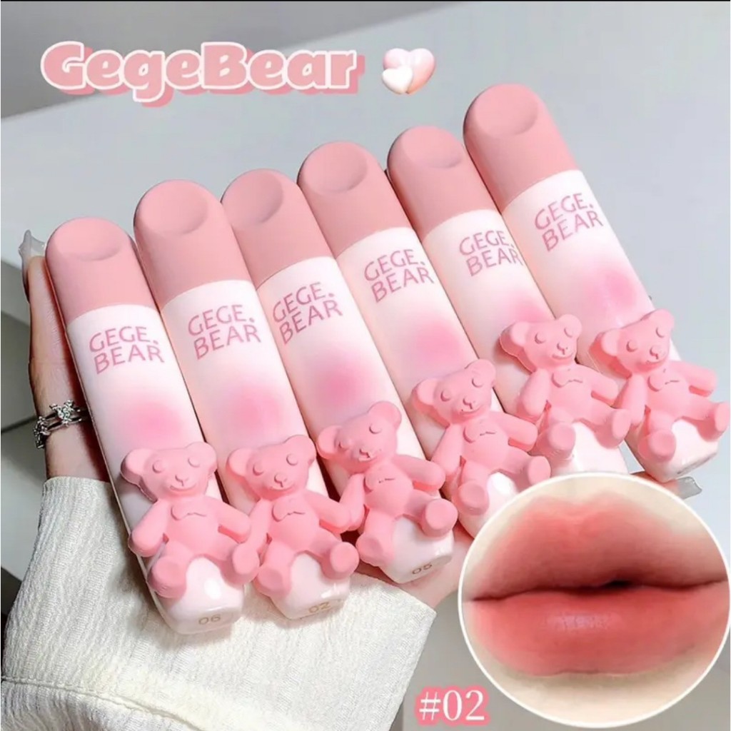 Gege bear ลิปสติก ลิปแมตต์กำมะหยี่ กันน้ำกันเหงื่อ สายกินต้องโดน | Shopee Thailand