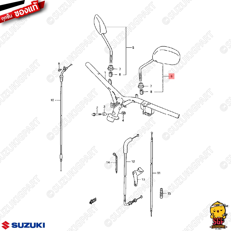 กระจกมองหลัง MIRROR ASSY, REAR VIEW แท้ Suzuki Smash 110 Junior กันตก 2 ...