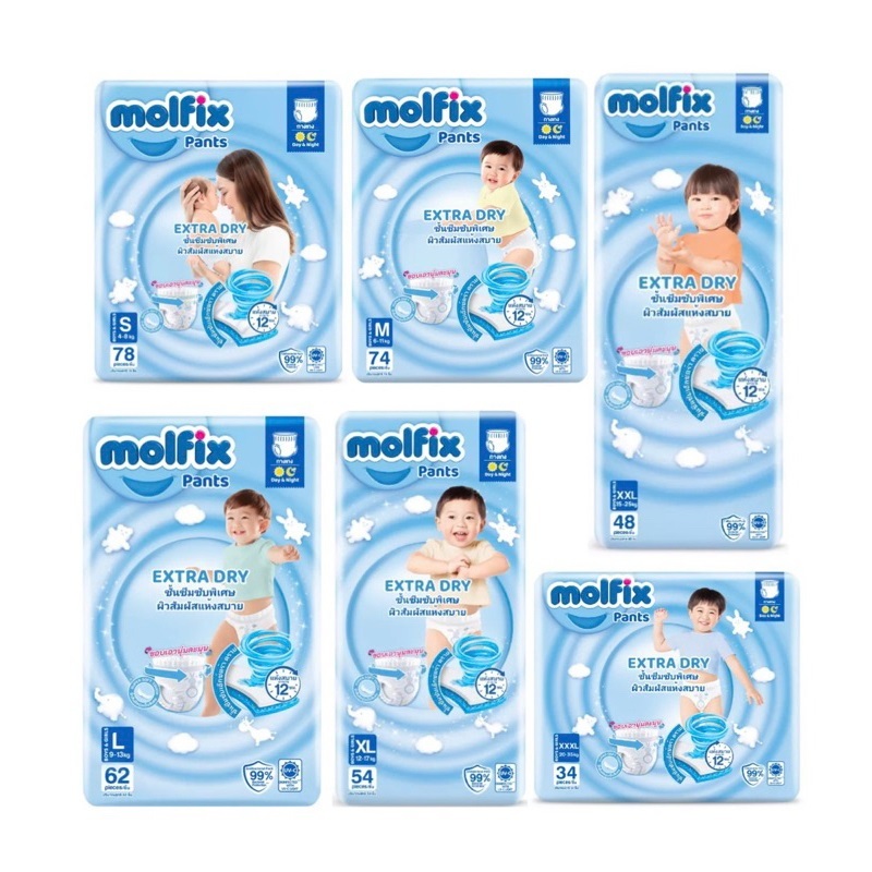 (ยกลัง) โมฟิกซ์ Molfix แพมเพิสMofix ผ้าอ้อมกางเกงห่อใหญ่จัมโบ้(S-XXXL ...