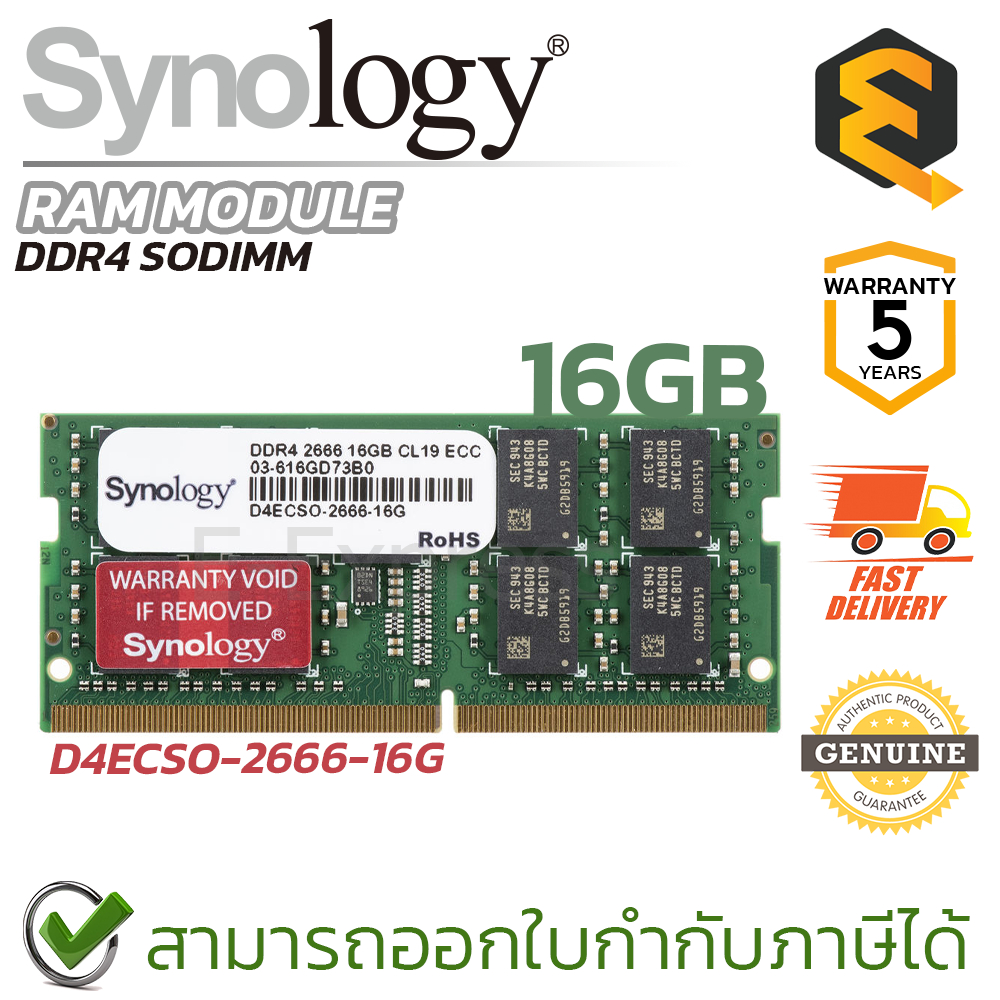 Synology RAM Module DDR4 ECC Unbuffered SODIMM for NAS 16GB (D4ECSO ...