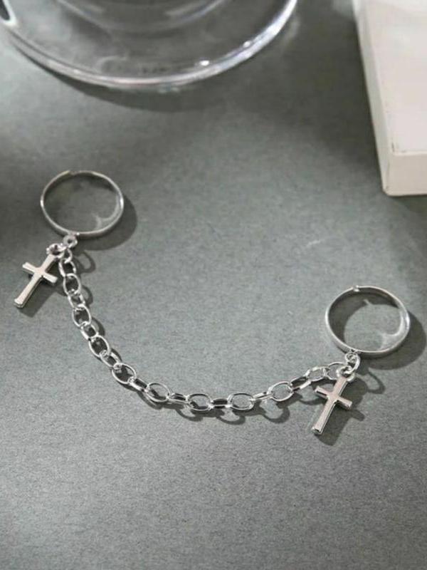 Gothic Double Finger Ring Punk Rock Hip-hop Chain Link | Shopee Thailand