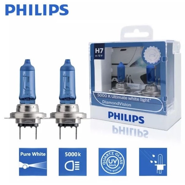 Philips H7 12V 55W Diamond Vision 5000K Xenon แพ็คคู่ 2 หลอด ของแท้ 100 ...