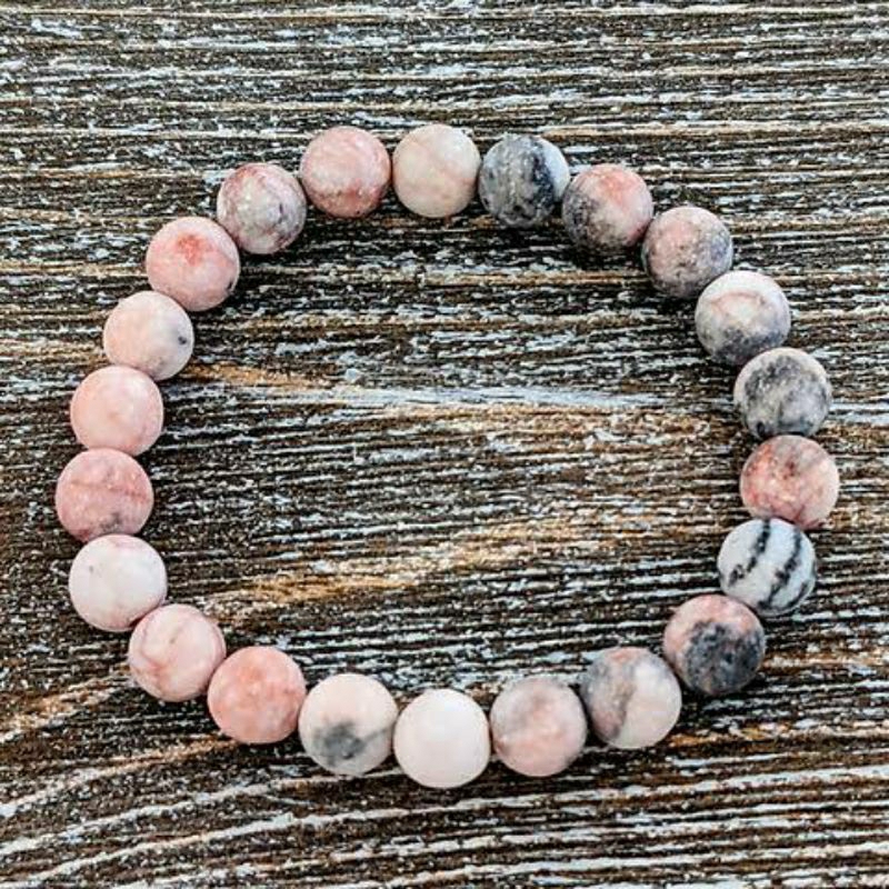 pink zebra jasper bracelet 8mm หินพิ้งค์ซีบราแจ๊สเปอร์ หินทรงพลัง Pink ...