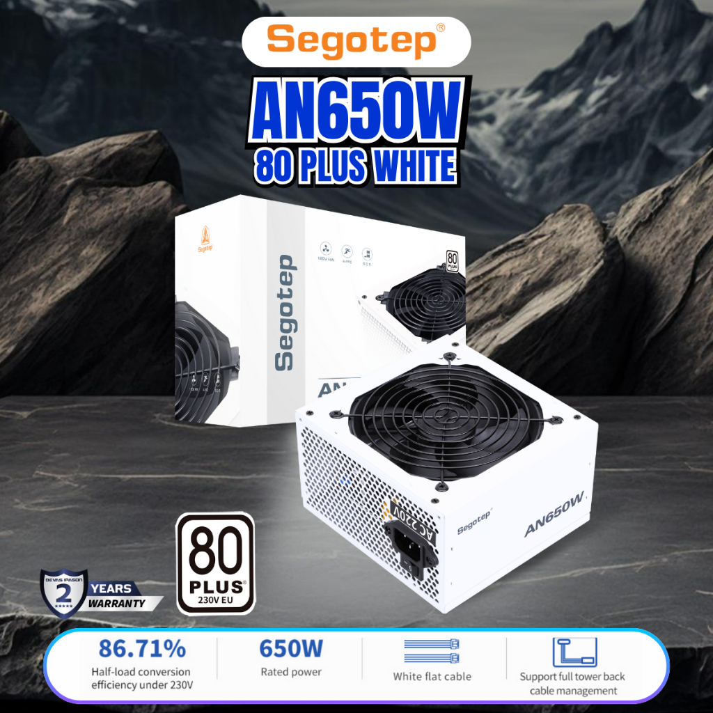 SEGOTEP POWER SUPPLY (อุปกรณ์จ่ายไฟ) AN650W (WHITE) 80 PLUS รับประกัน 2 ...